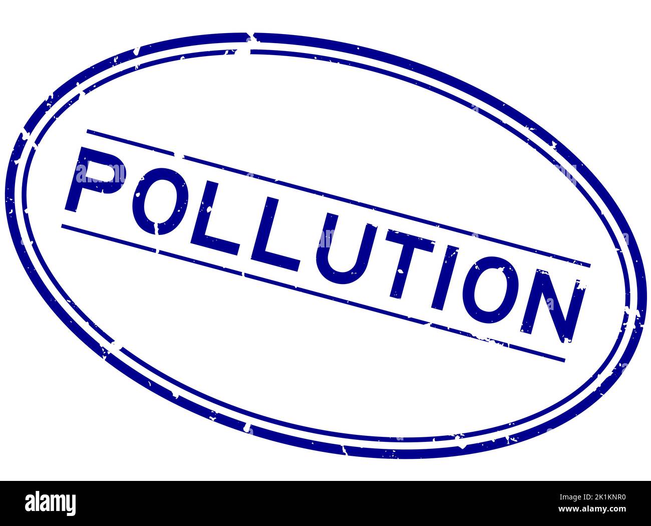 Grunge blue pollution word oval rubber seal stamp on white background ...