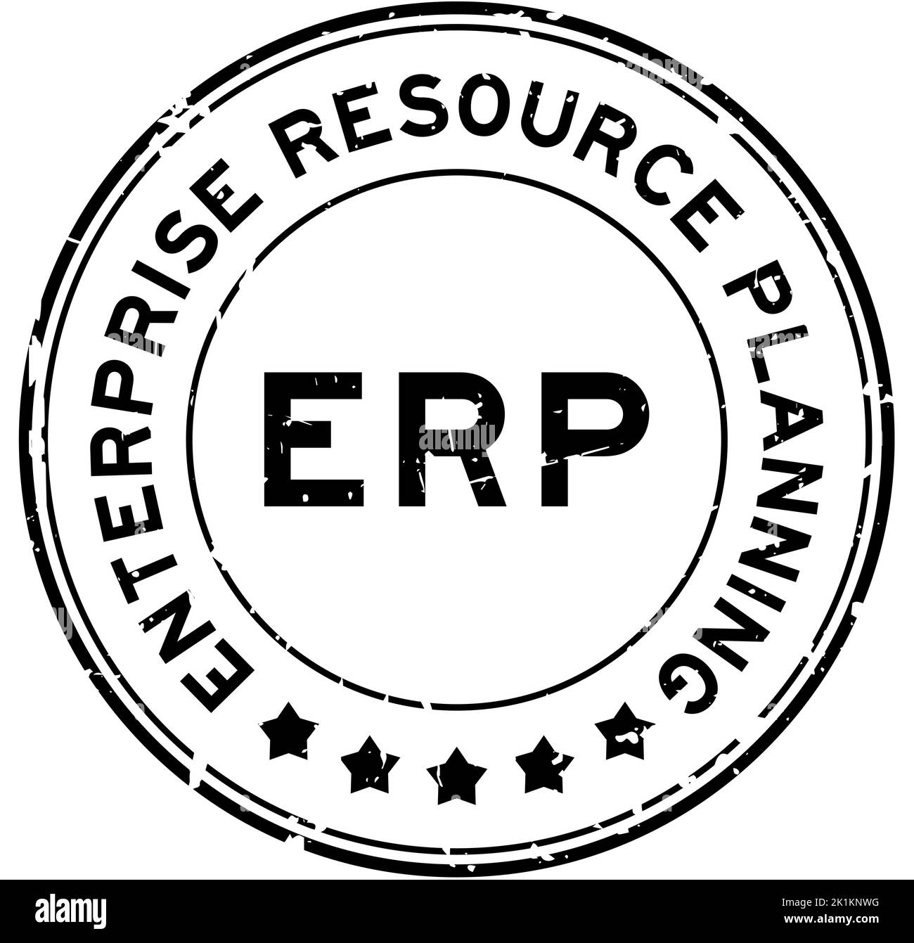 Grunge black ERP Enterprise Resource Planning word round rubber seal ...