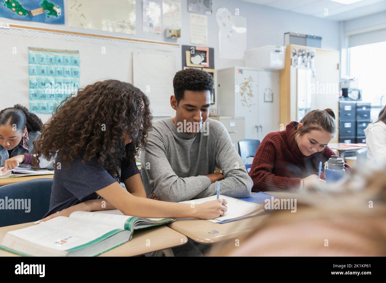 Two school students studying together hi-res stock photography and ...