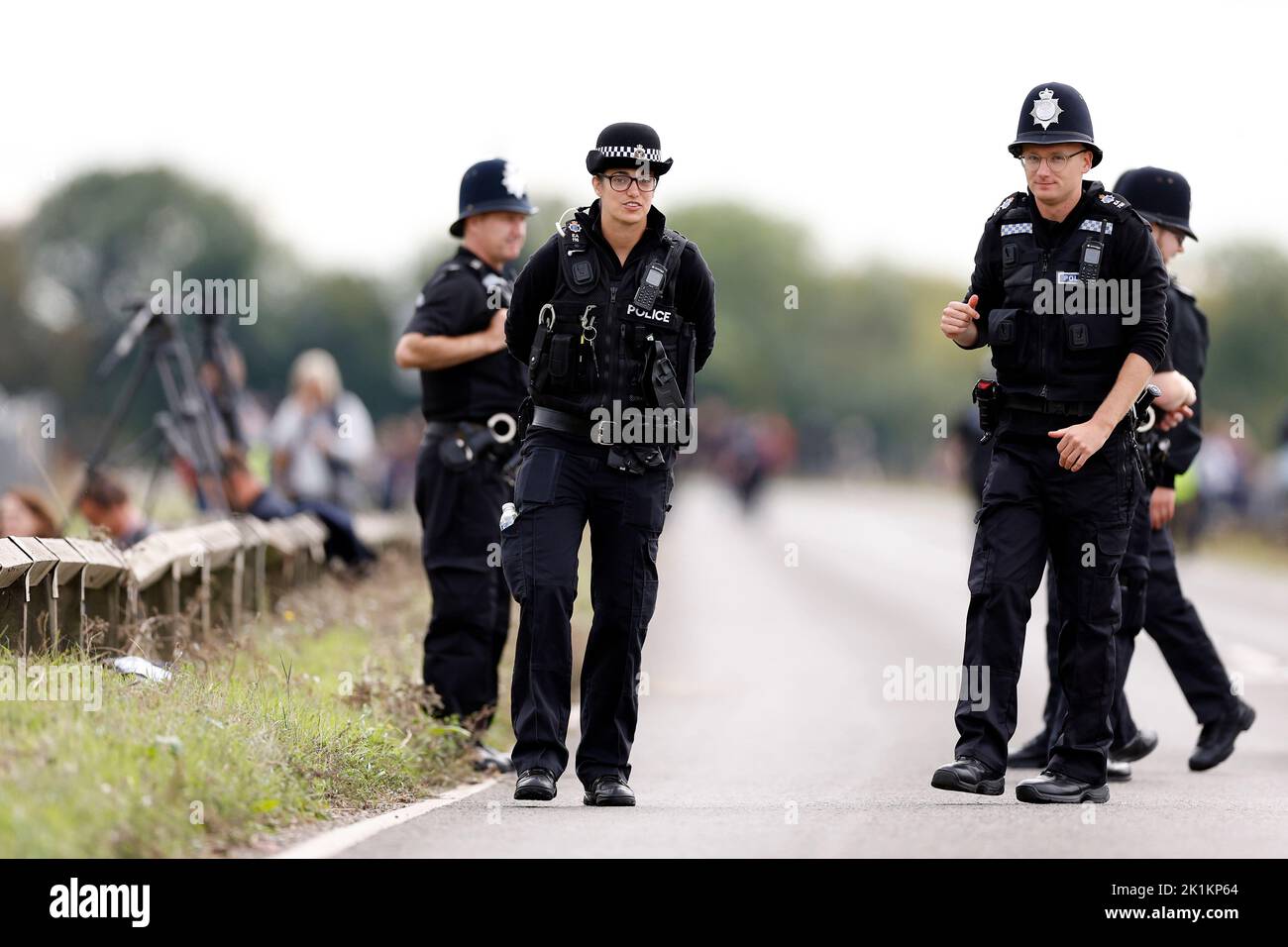 Police and members of the public ahead of the arrival of the State ...