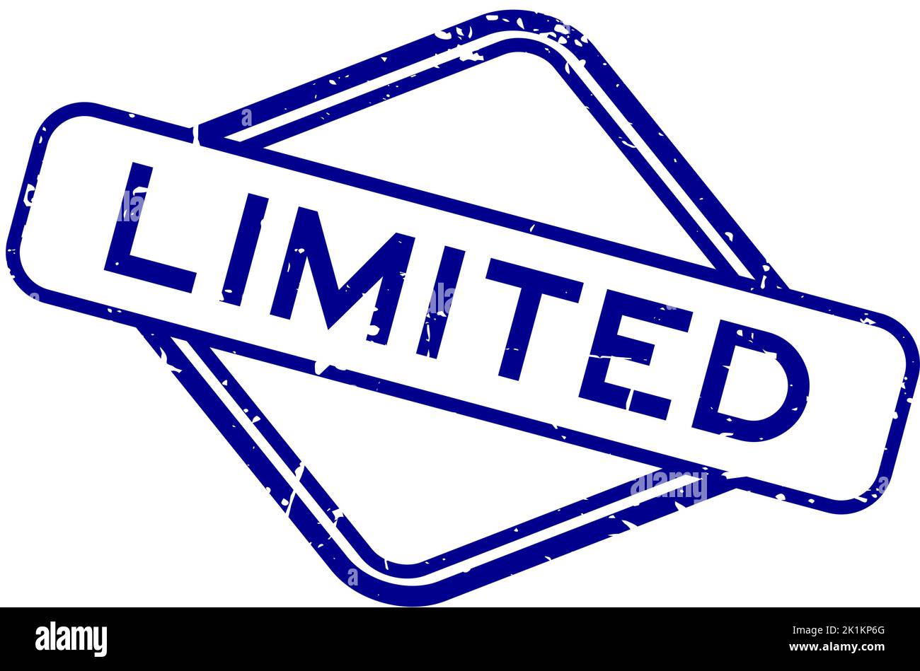 Grunge blue limited word rubber square seal stamp on white background ...