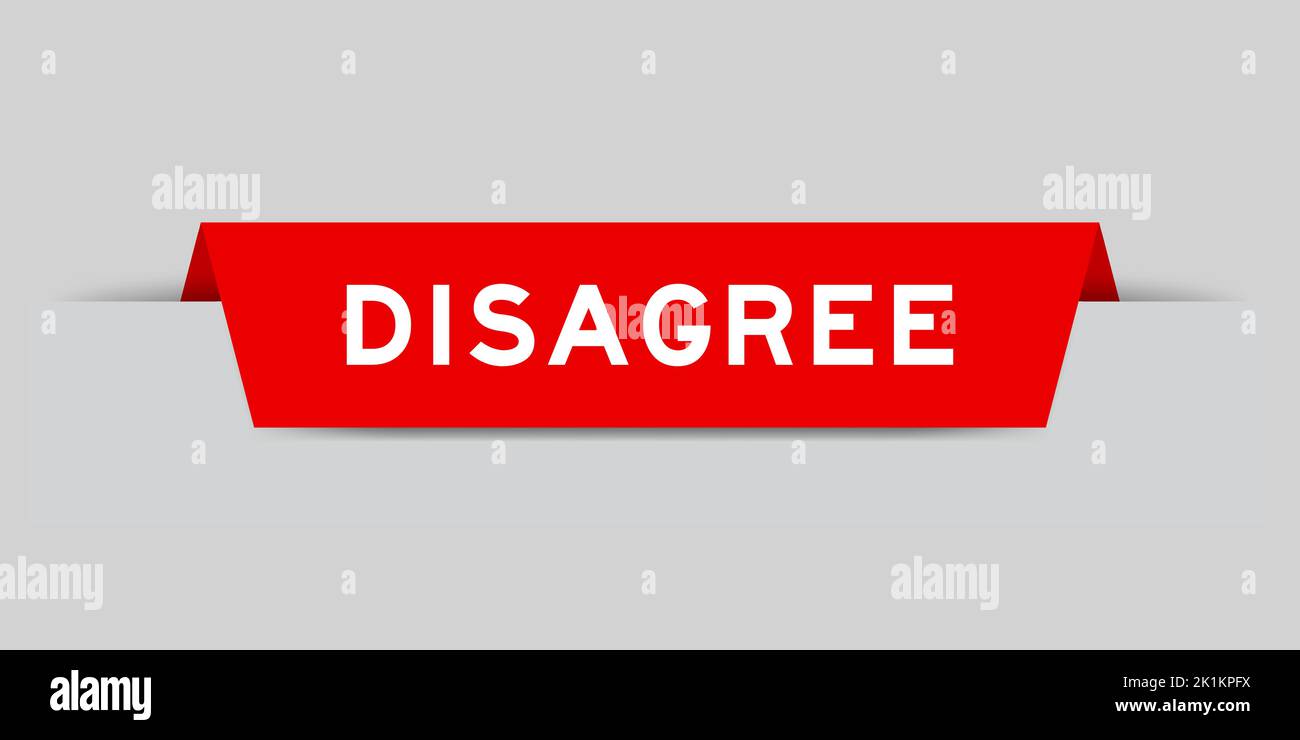 Red color inserted label with word disagree on gray background Stock ...
