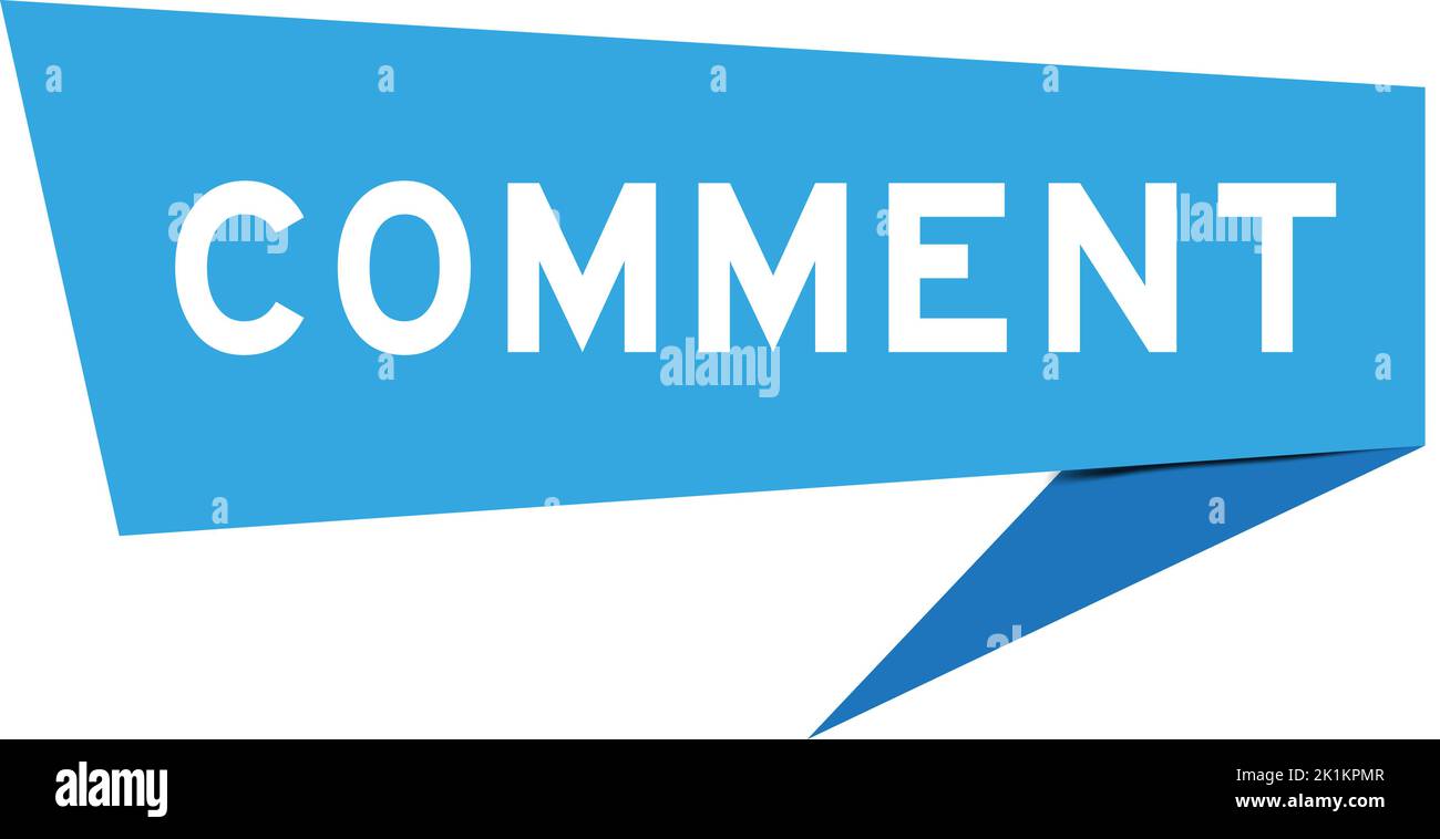 Blue color speech banner with word comment on white background Stock ...