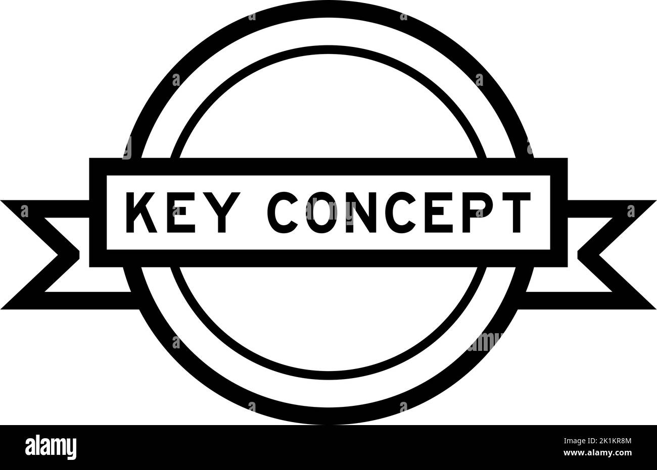Vintage black color round label banner with word key concept on white ...