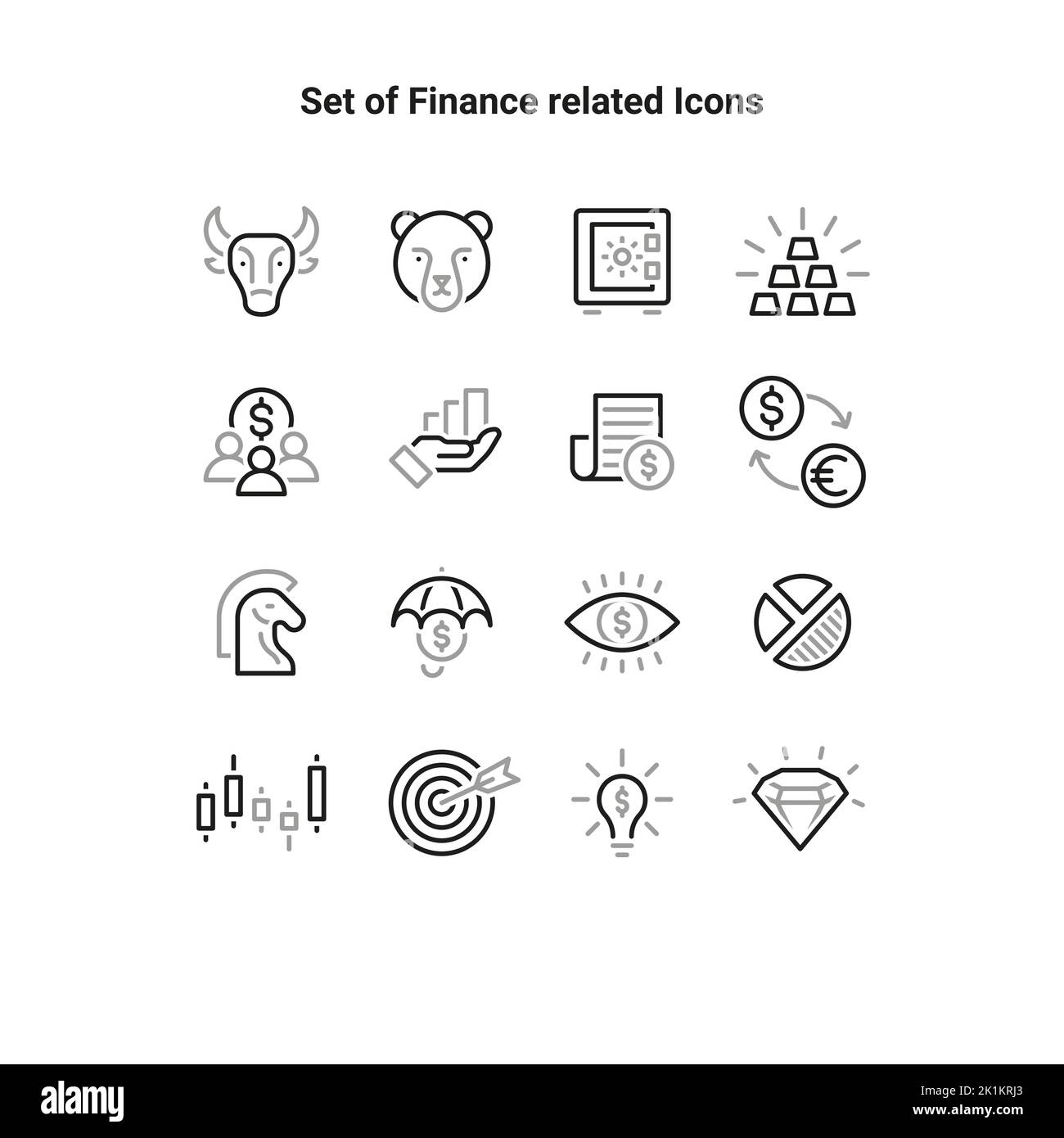 Simple of Finance Related Vector Line Icon. Contains such Icon as bulls, bears, gold. Thin ...