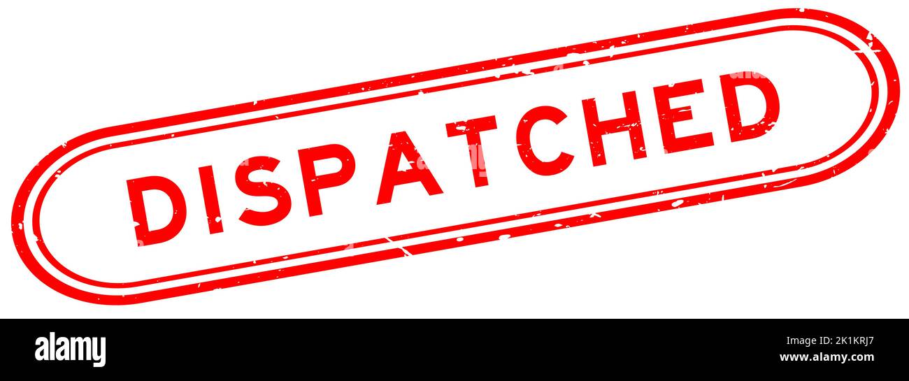 Grunge red dispatched word rubber seal stamp on white background Stock ...