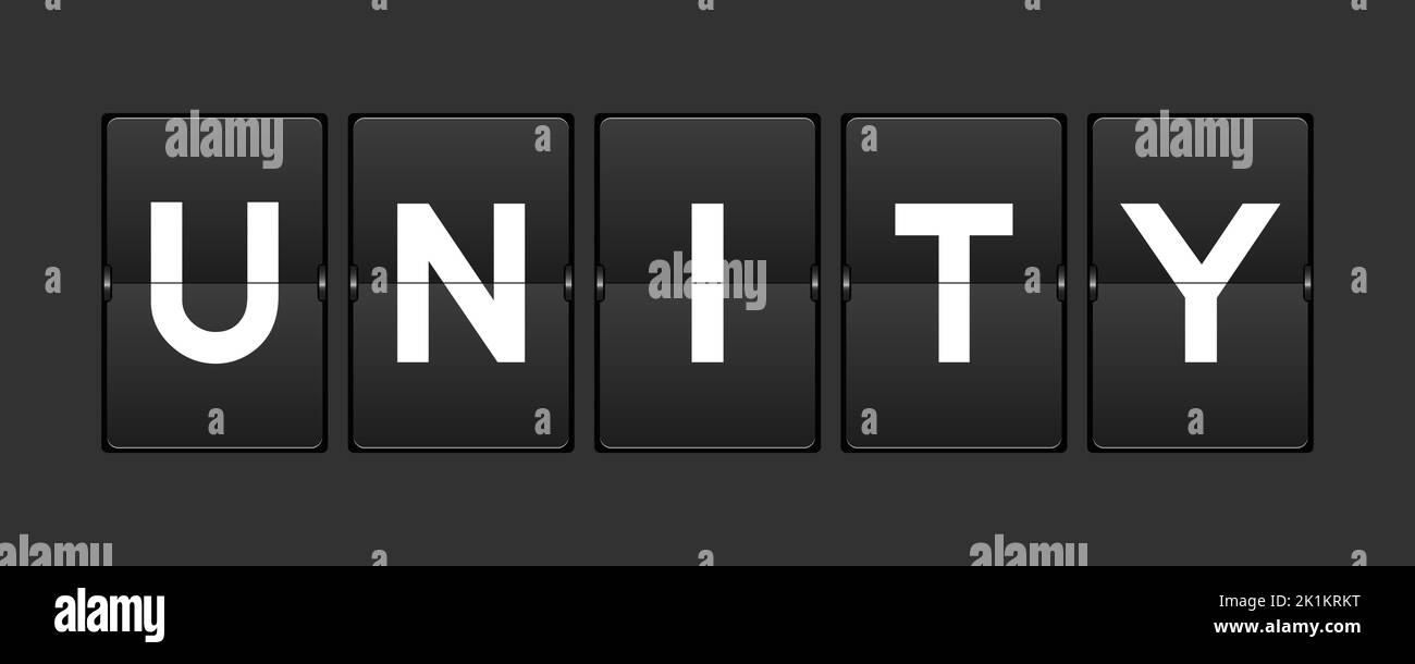 Black color analog flip board with word unity on gray background Stock ...