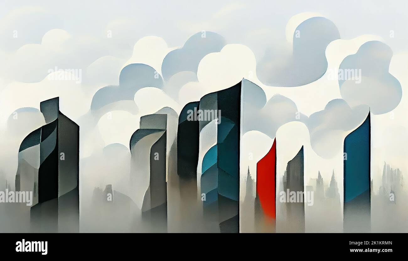 High tower skyscrapers picture.. Digital illustration based on render ...
