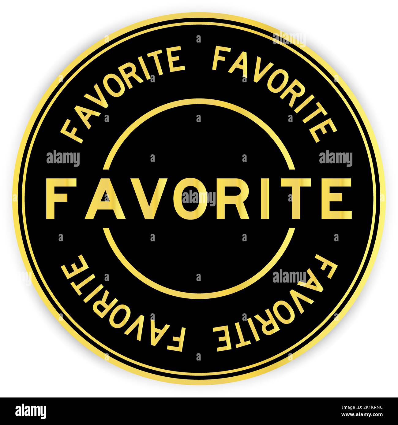 Black and gold color round label sticker with word favorite on white ...