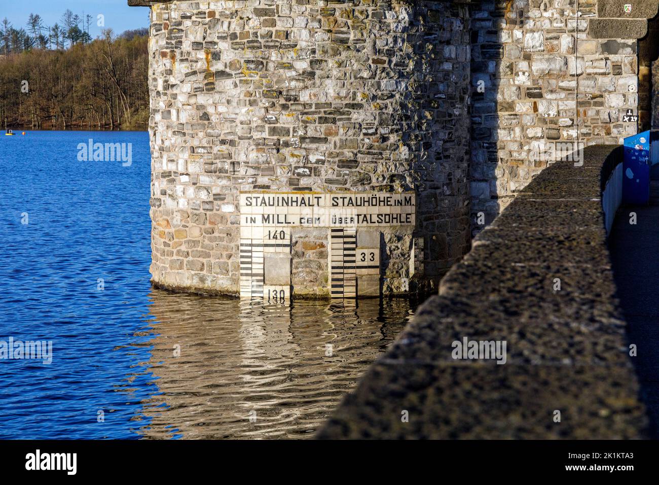 Level meter for storage volume and storage height on the dam wall at ...