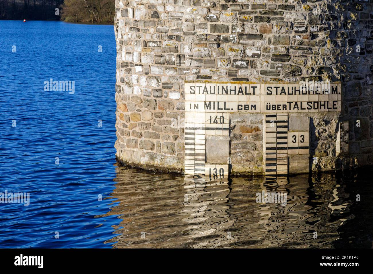 Level meter for storage volume and storage height on the dam wall at ...
