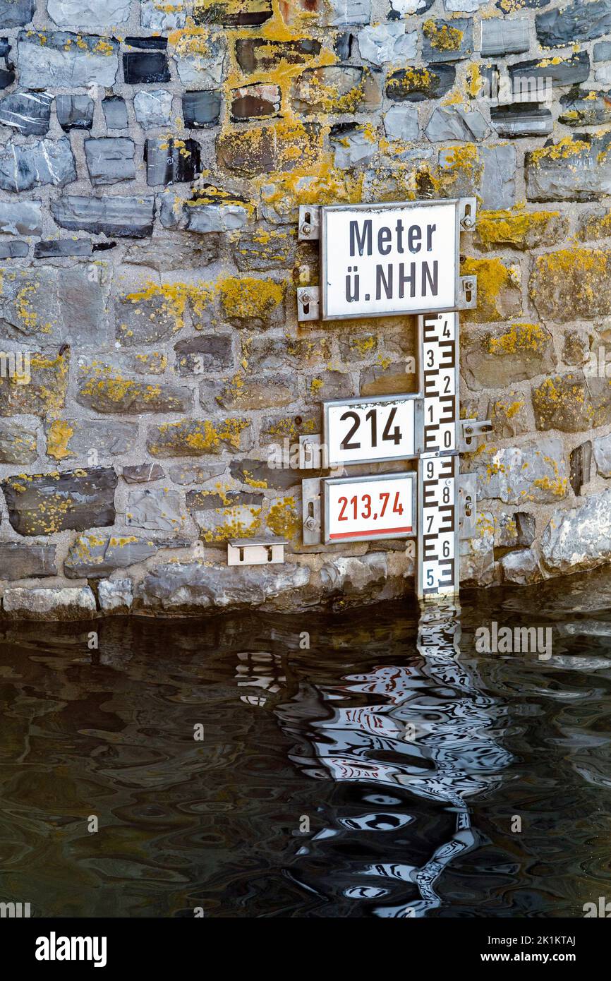 Level meter for storage volume and storage height on the dam wall at ...