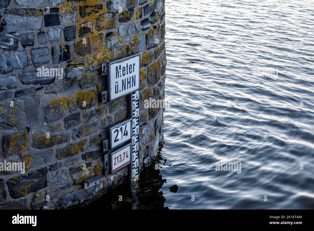 Level meter for storage volume and storage height on the dam wall at ...
