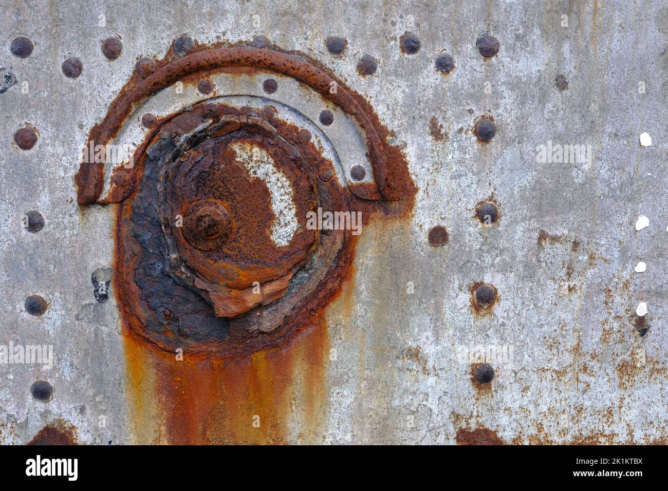 Rusty old weathered crumbling textured iron and steel sea defence Stock ...