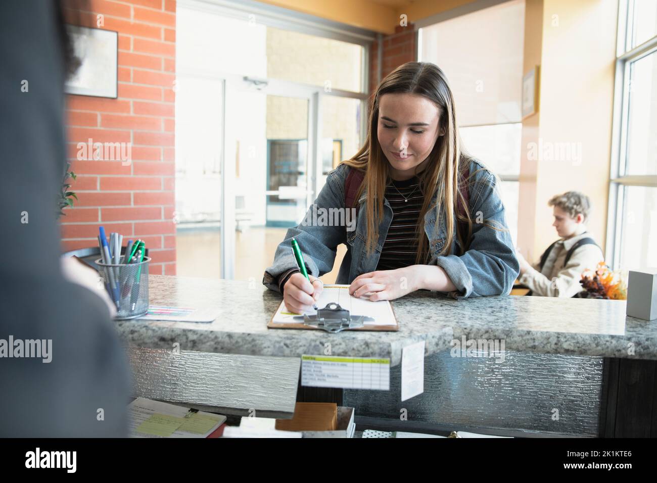 School front office hi-res stock photography and images - Alamy