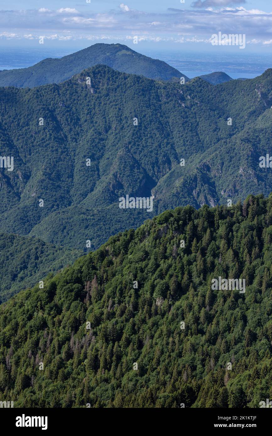 Wooded limestone ridges between Monte Tremalzo and Lake Garda, southern ...