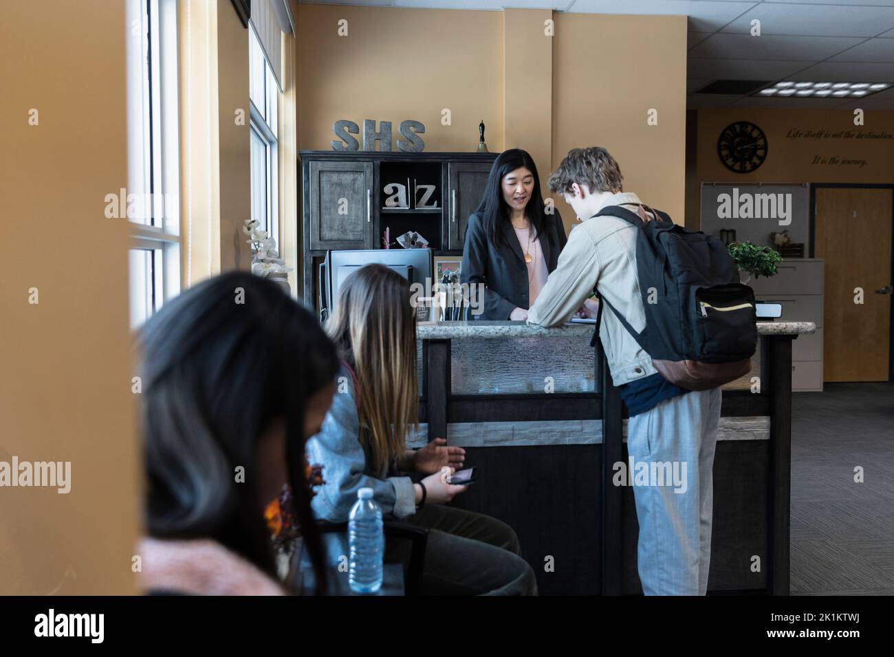 School principal with students hi-res stock photography and images - Alamy