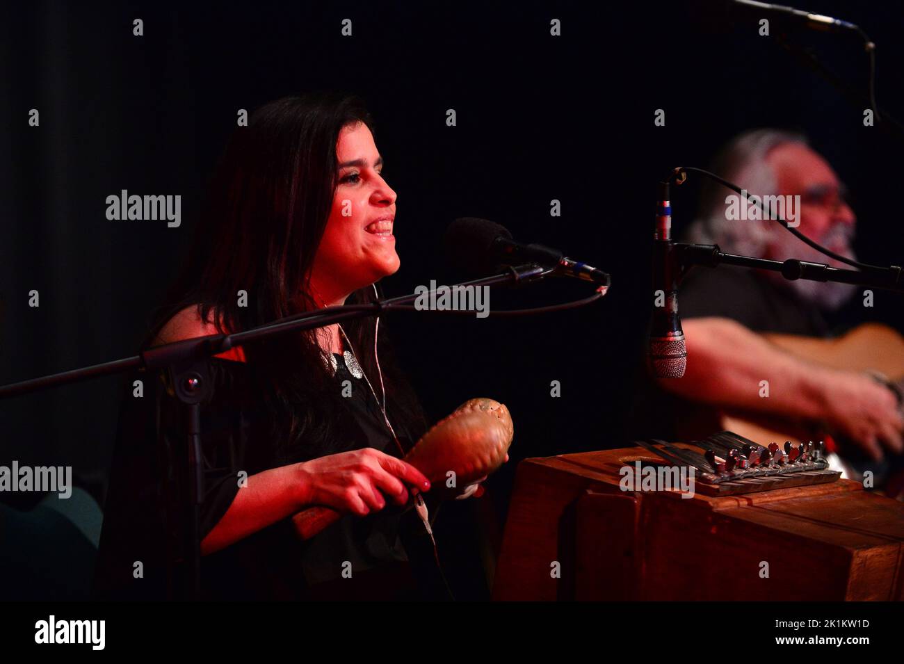 Lenna Ferrer performs with her father Pedro Luis Ferrer on stage during ...