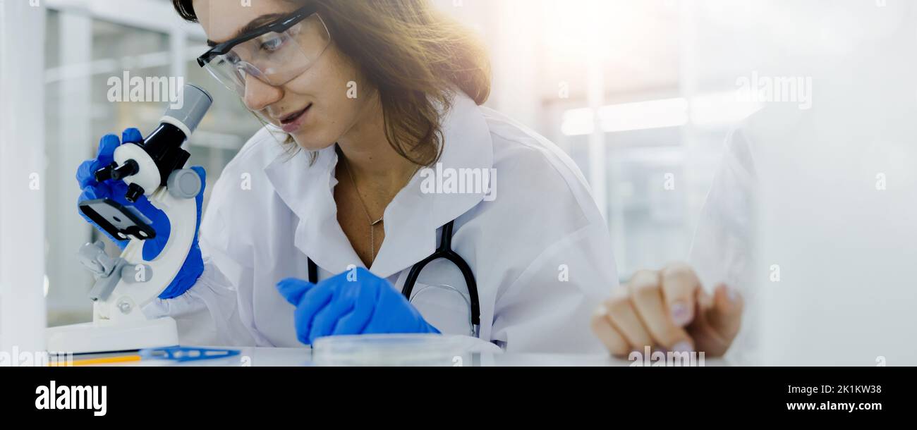 science technology chemist developing concept, female researcher ...
