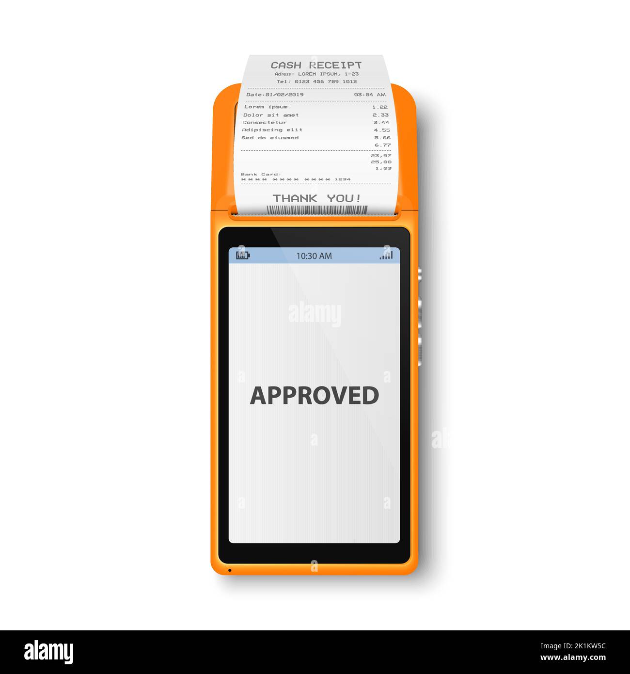 Vector 3d NFC Payment Machine with Approved Status, Paper Check, Receipt Isolated. Wi-fi ...