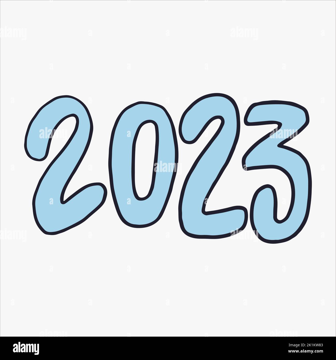 2023 - hand-drawn numbers. Creative lettering illustration for New Year ...