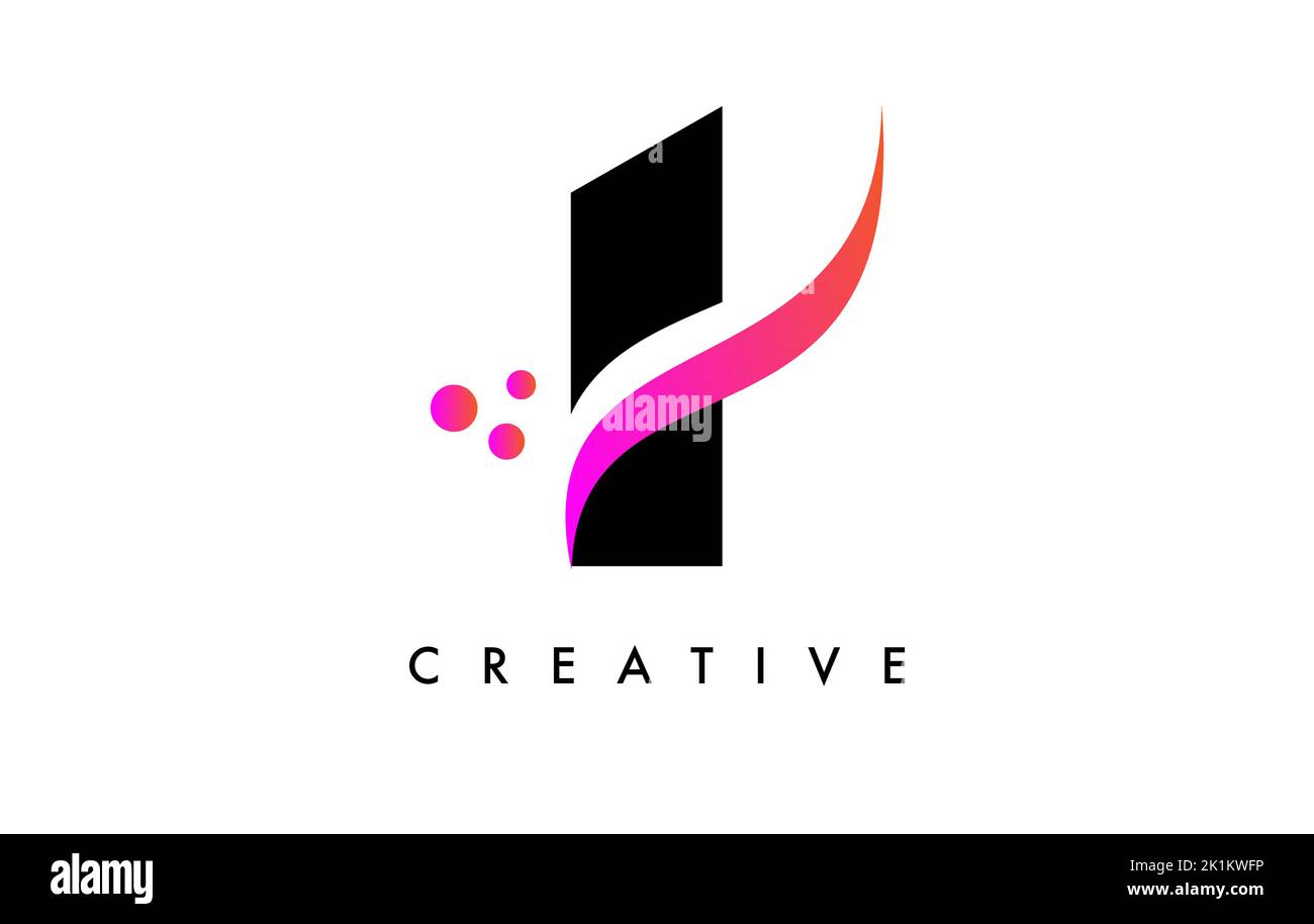 I Letter Logo Design with Elegant Creative Swoosh and Dots Vector ...