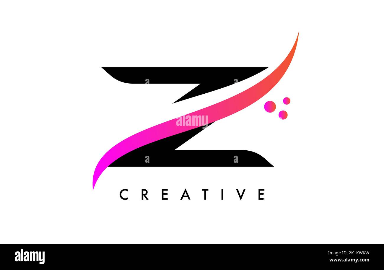 Z Letter Logo Design with Elegant Creative Swoosh and Dots Vector ...