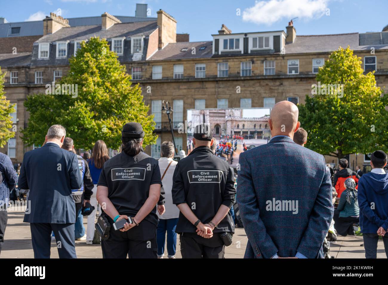 Newcastle upon Tyne, UK. 19th September 2022. People gather to watch ...