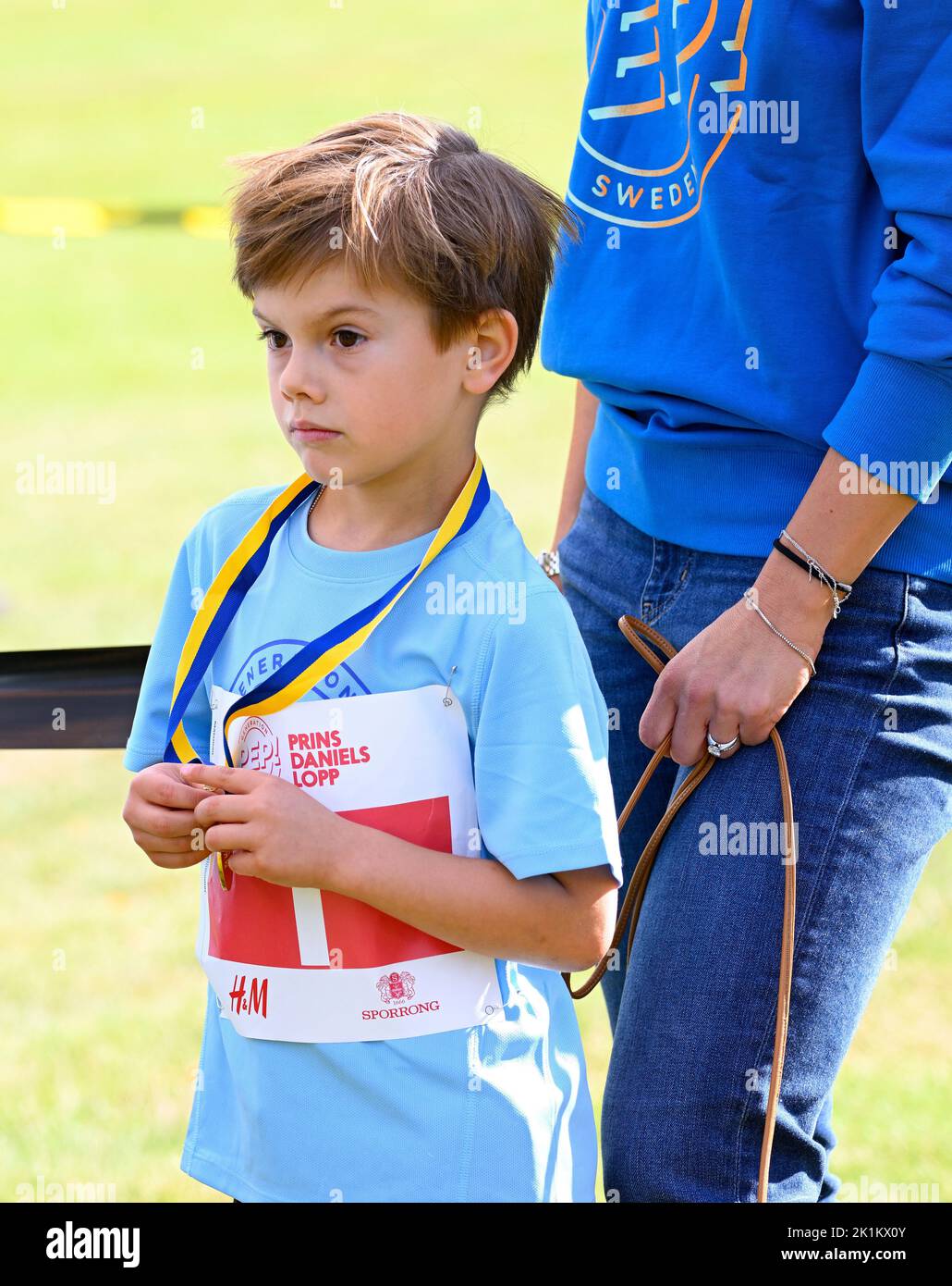 Prince Oscar with his medal after Prince Daniel's Race during the Pep ...