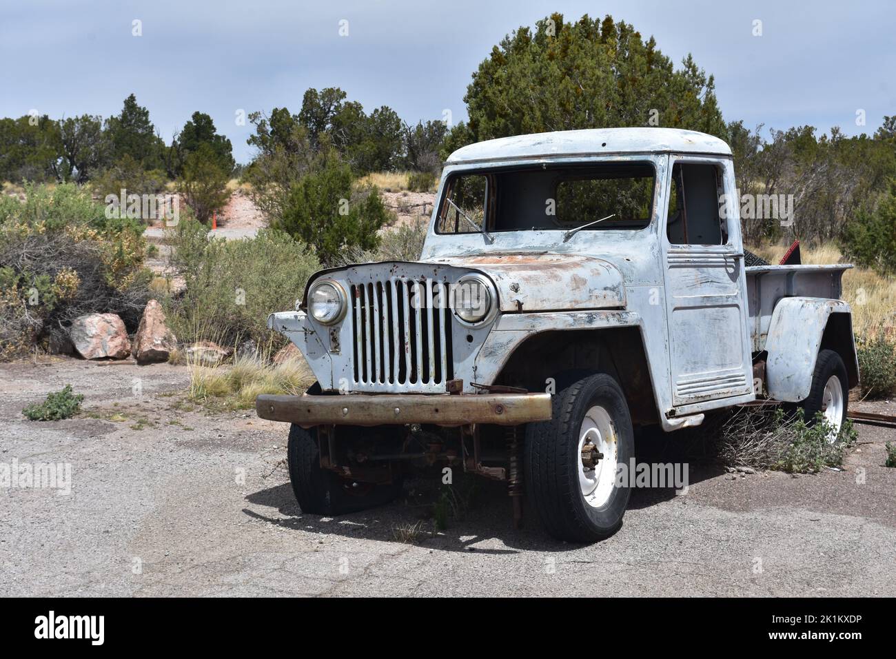 Old fashioned powder blue pickup truck in Arizona Stock Photo - Alamy