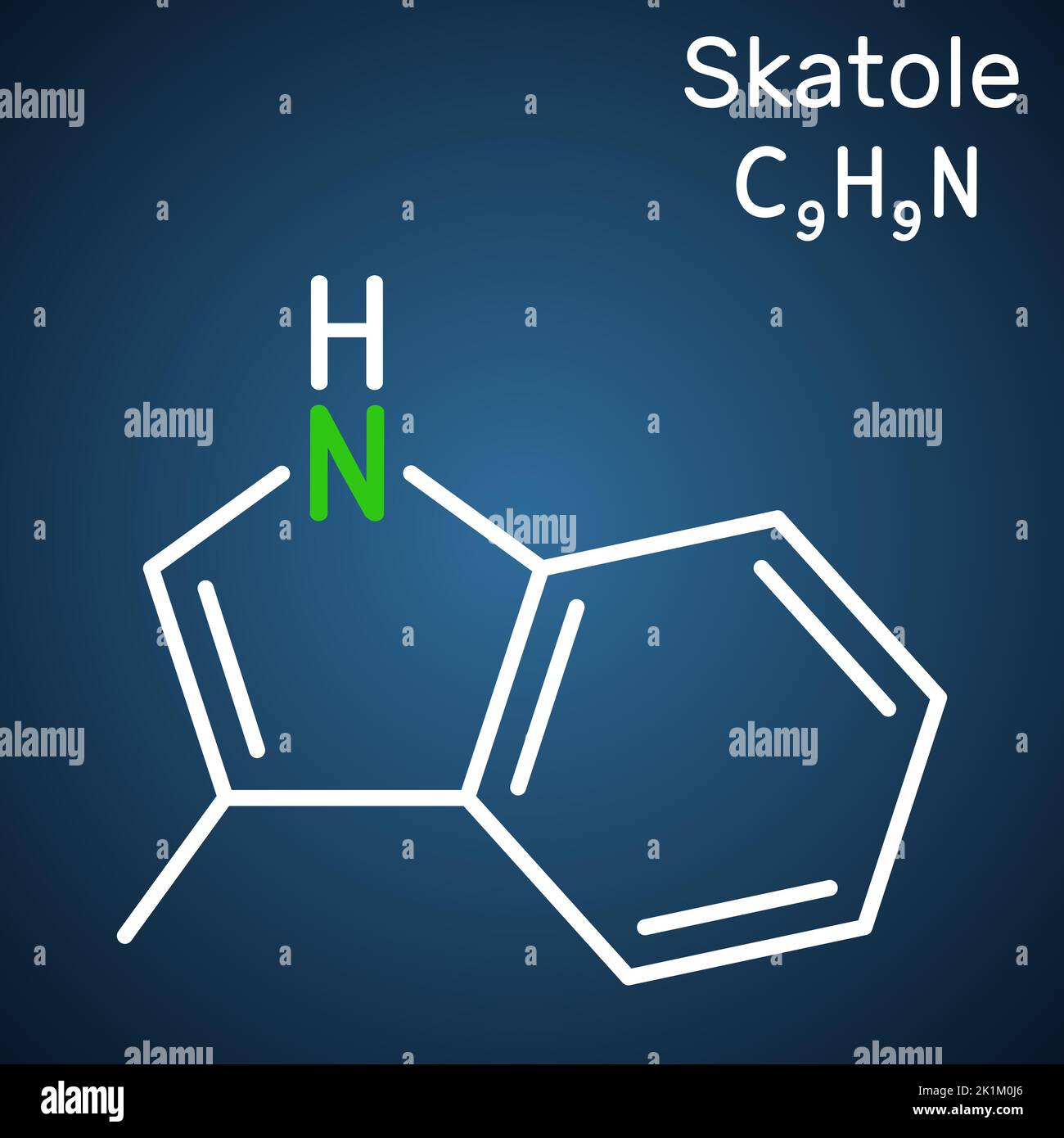 Skatole, 3-methylindole molecule. Belong to the indole family. Dark ...