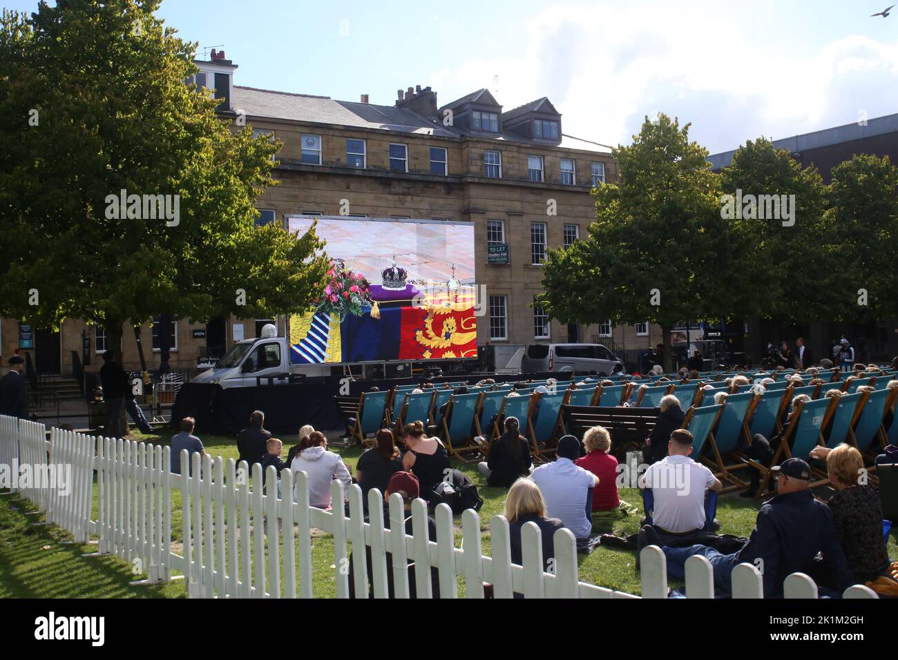 British Public watch live coverage of the state funeral of Her Majesty ...