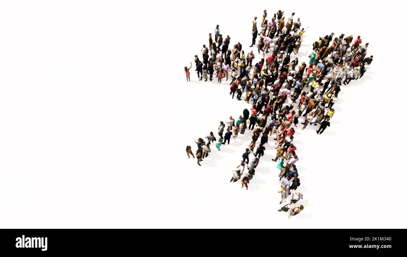 Concept or conceptual large community of people forming the image of a ...