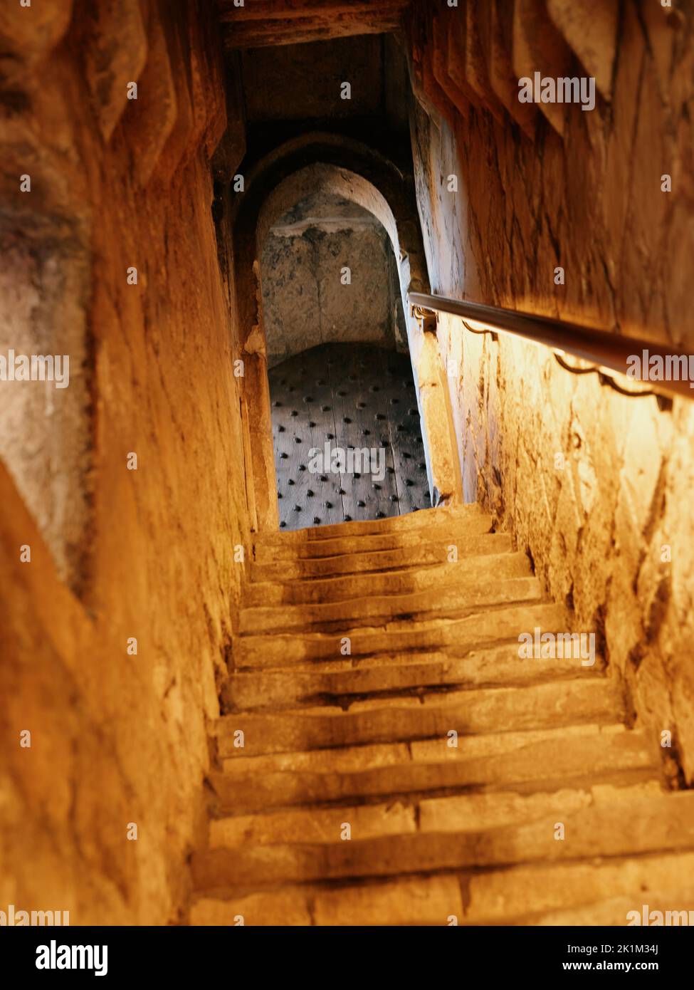 The old stone steps up to the historic York city walls at Monk Bar York ...