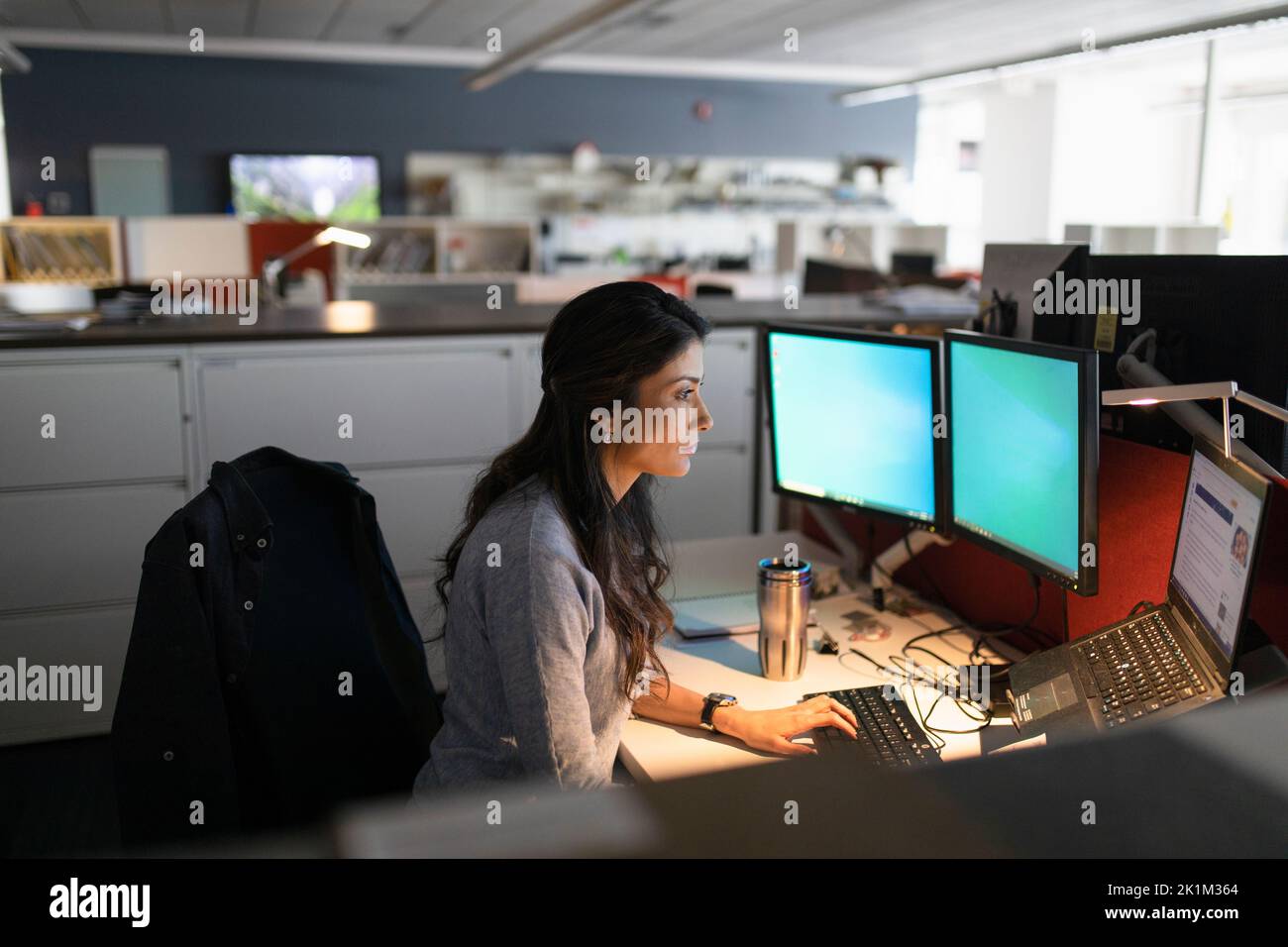 Side view woman desk hi-res stock photography and images - Alamy
