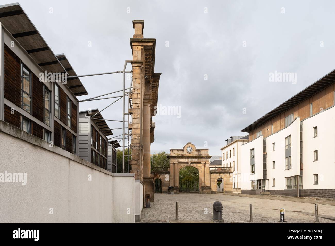 Graham Square, Calton, Glasgow - preserved building facade with housing ...
