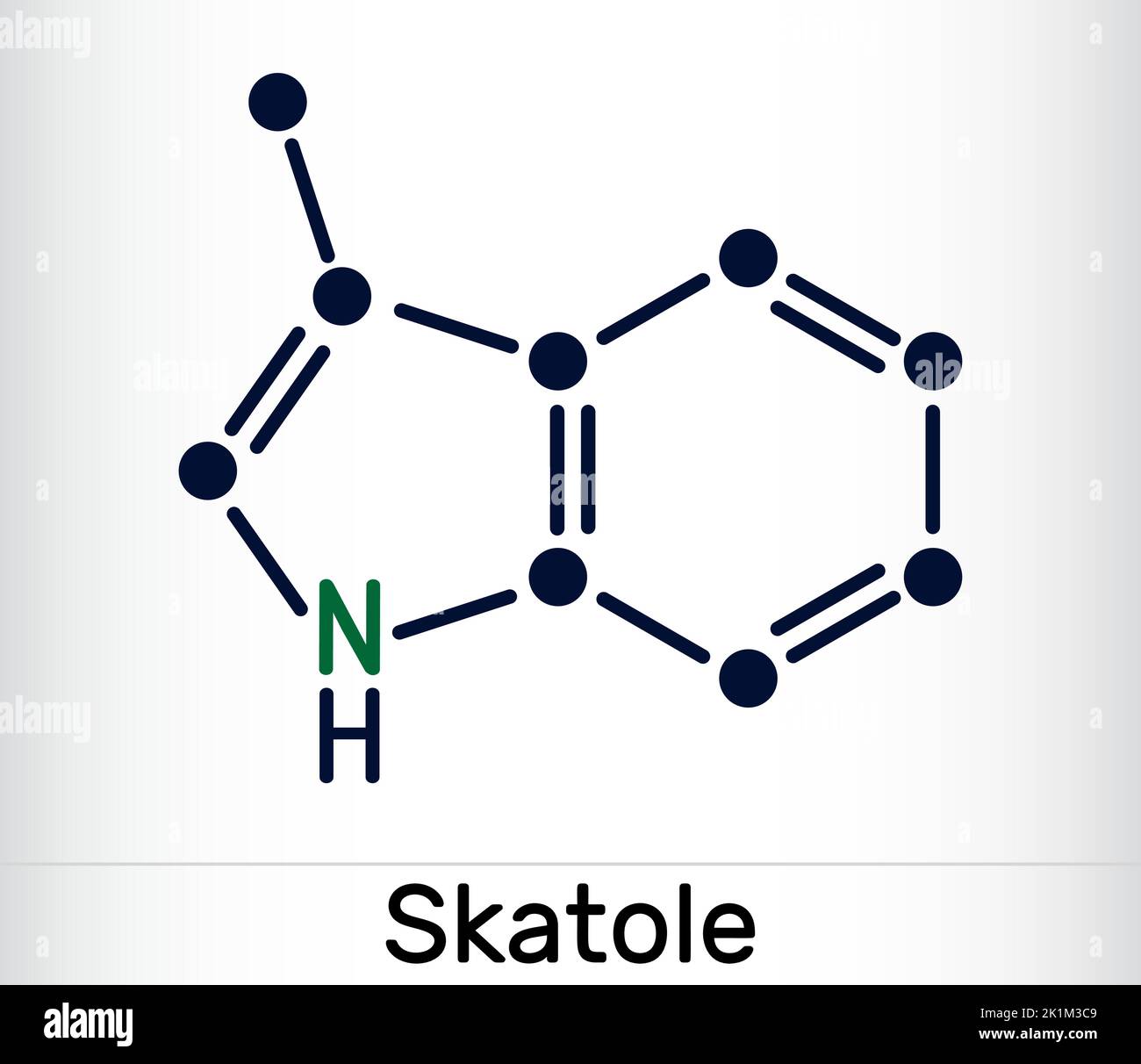 Skatole, 3-methylindole molecule. Belong to the indole family. Skeletal ...