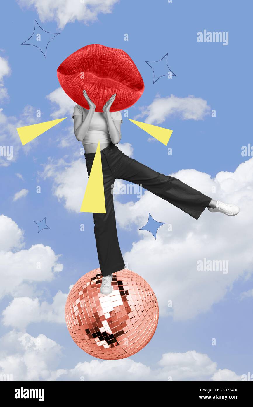 Vertical photo collage of gorgeous lovely nice pretty headless woman ...