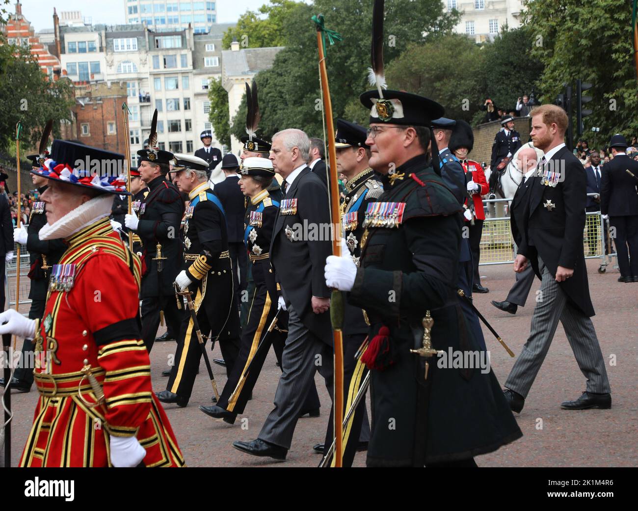 London, UK. 19th Sep, 2022. King Charles III, Princess Anne and Prince ...