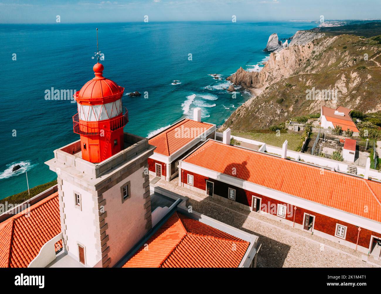 Cabo da Roca, Portugal - September 18, 2022: Aerial drone view of ...