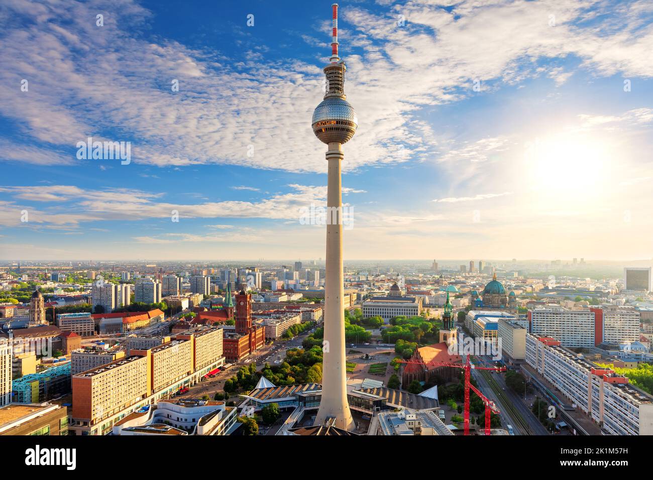Aerial view of fernsehturm berlin and alexanderplatz hi-res stock photography and images - Alamy