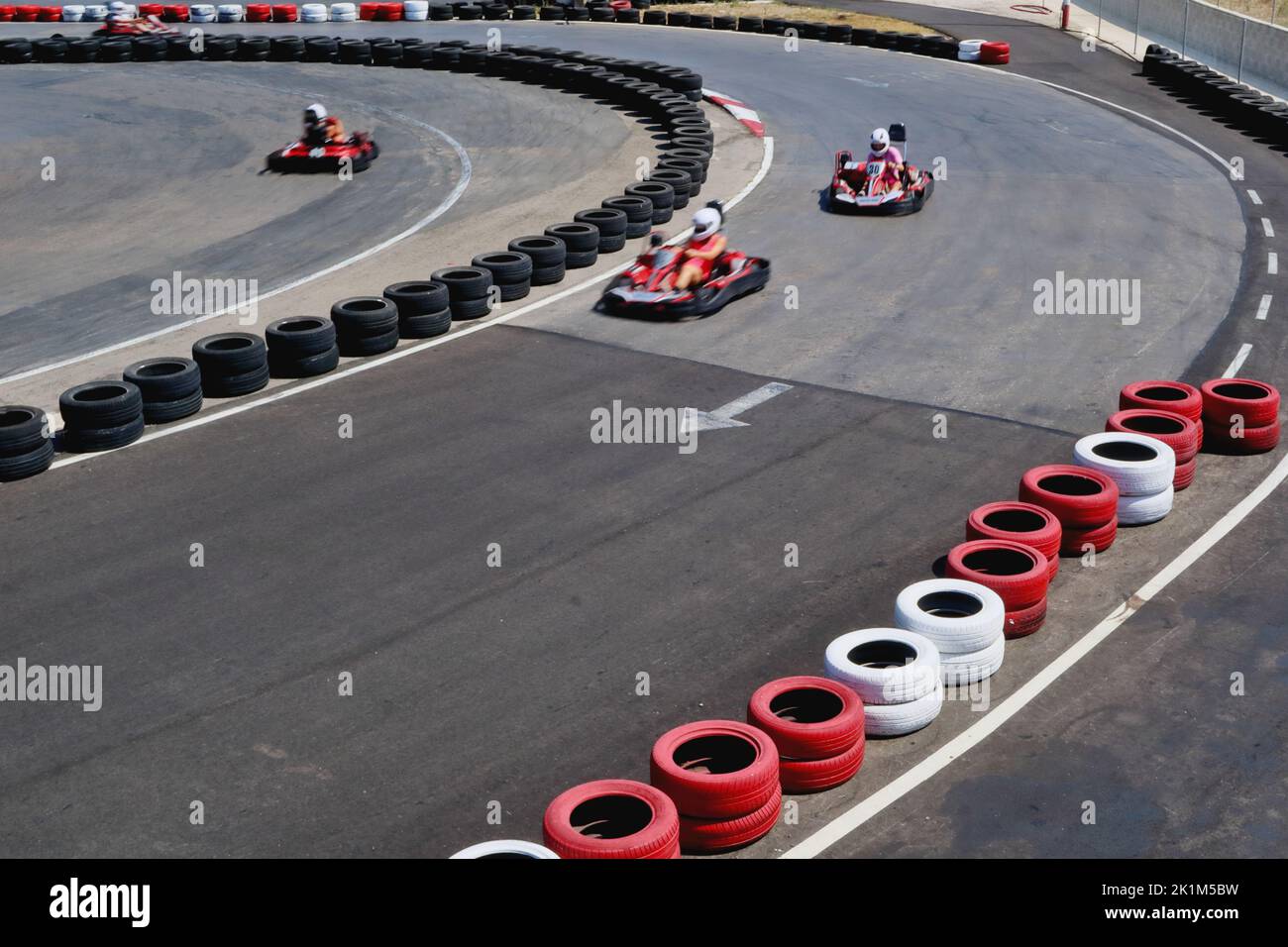 Kart Track Race Track With Barrier And Vehicles Stock Photo - Alamy