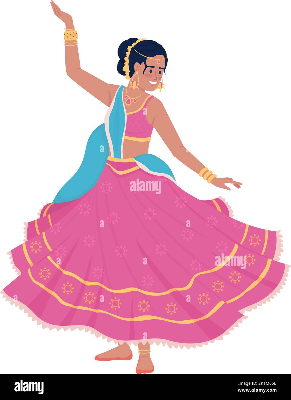 Dancing woman in folk pink dress semi flat color vector character Stock Vector Image & Art - Alamy