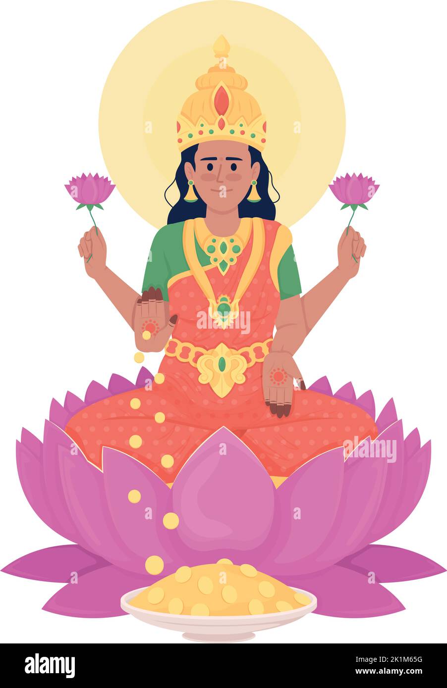 Lakshmi goddess semi flat color vector character Stock Vector Image ... Lakshmi goddess semi flat color vector character Stock Vector Image ...