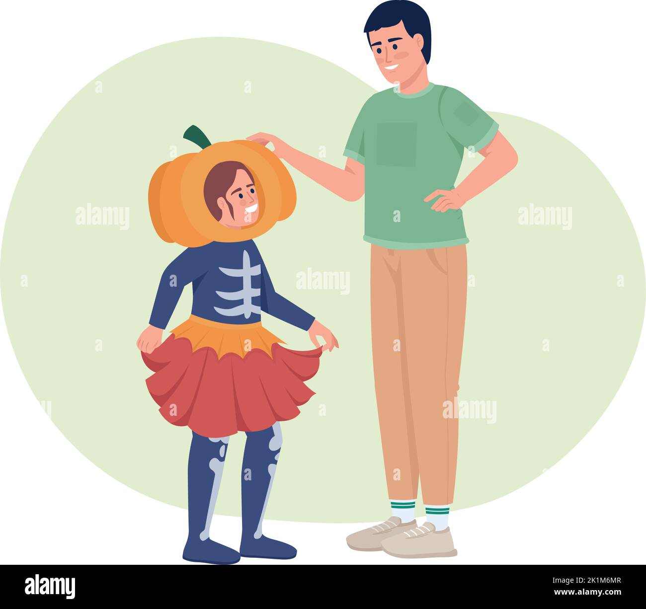 Make Halloween costume with dad 2D vector isolated illustration Stock ...