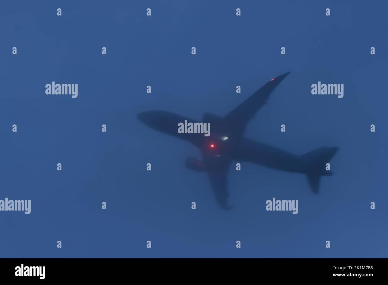 Bad weather, aviation, transportation, travel concept. Wide-body ...