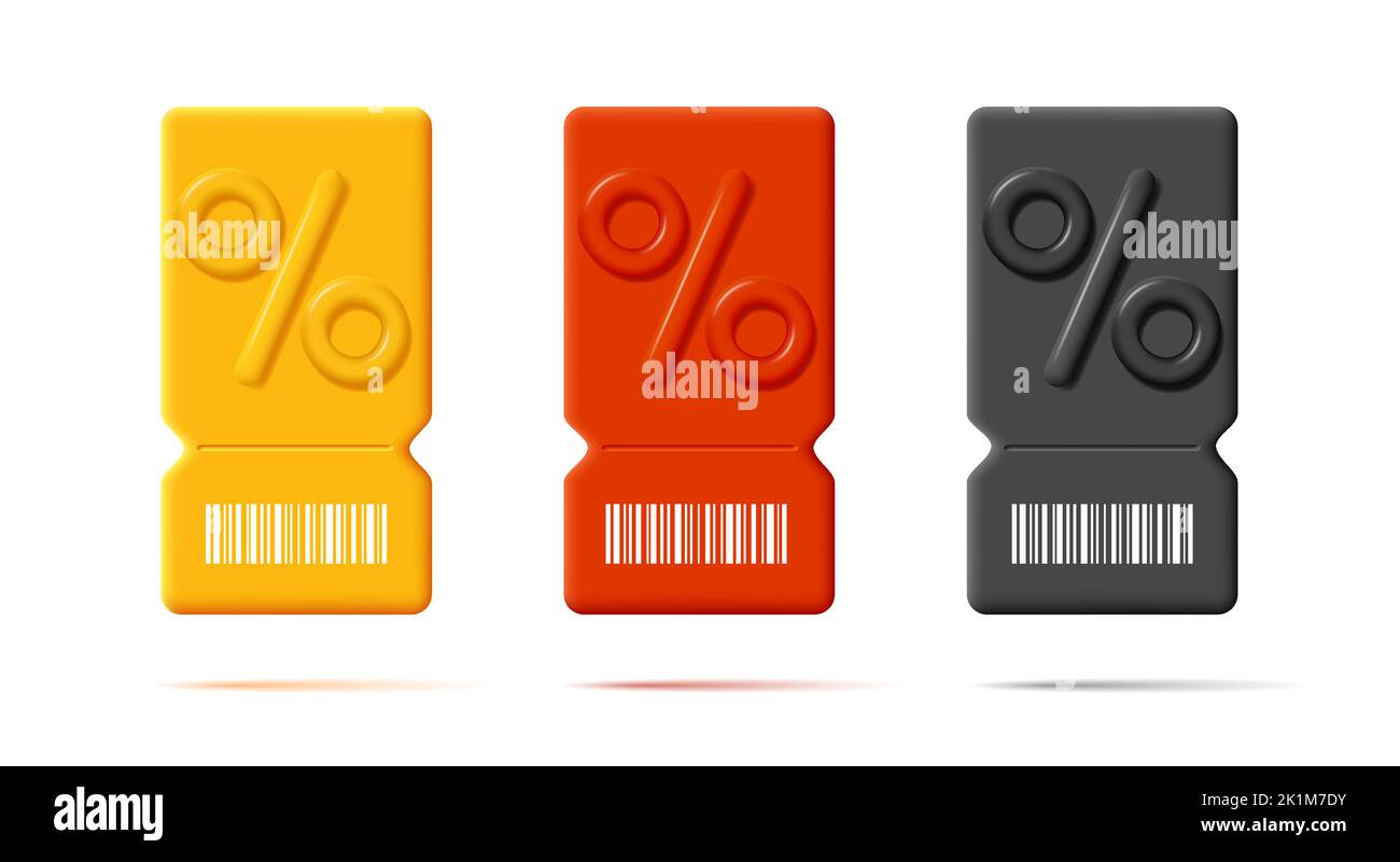 isolated 3d price badges, red black and yellow with percent sign Stock ...