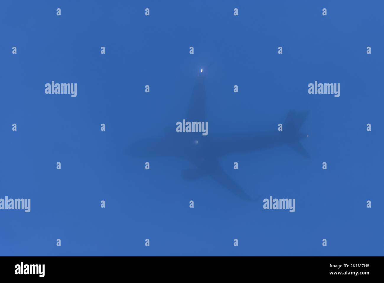 Bad weather, aviation, transportation, travel concept. Wide-body ...