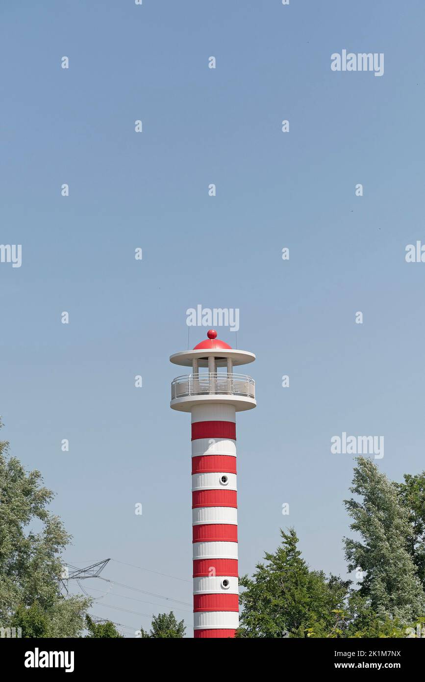 Colorful lighthouse and floating trees at Floriade Expo 2022 Stock ...