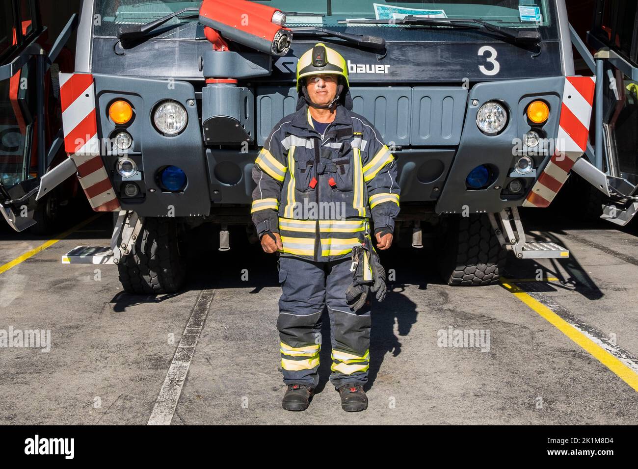 Switzerland, Canton Ticino, Lugano, Agno Airport, firefighters ...
